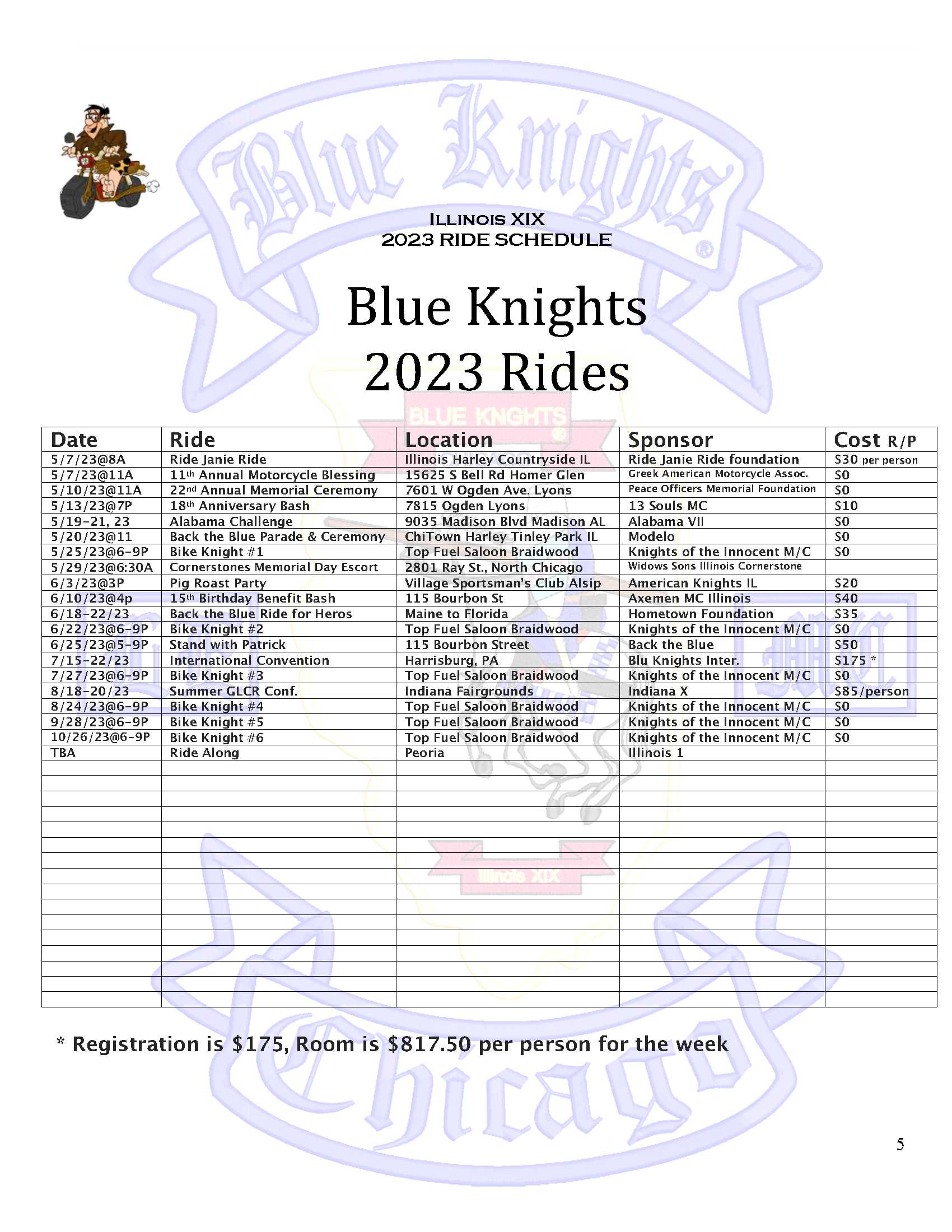 Blue Knights® Illinois XIX Events